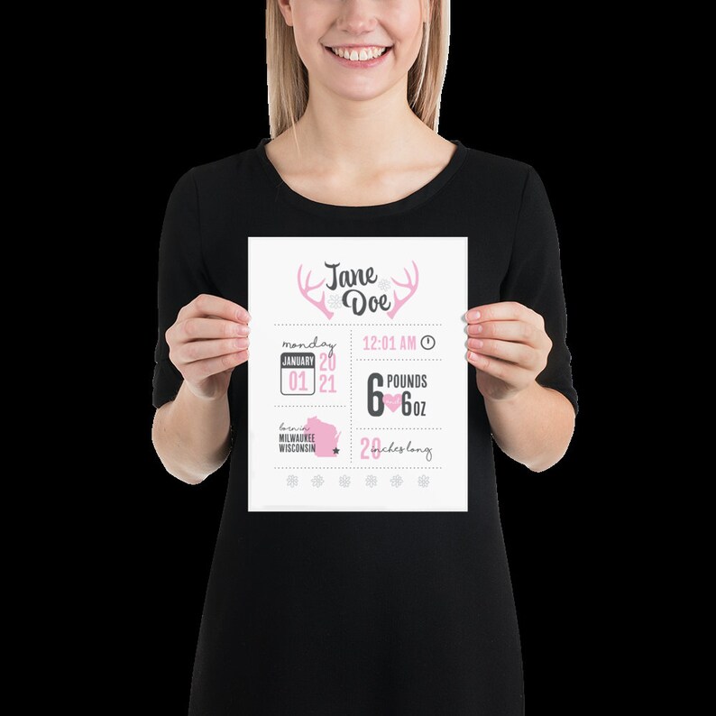 Custom Baby Girl Newborn Statistic Chart Gift Printable - Etsy