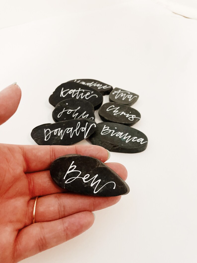 Hand Lettered Minimalist Name Place Stones Name Cards - Etsy