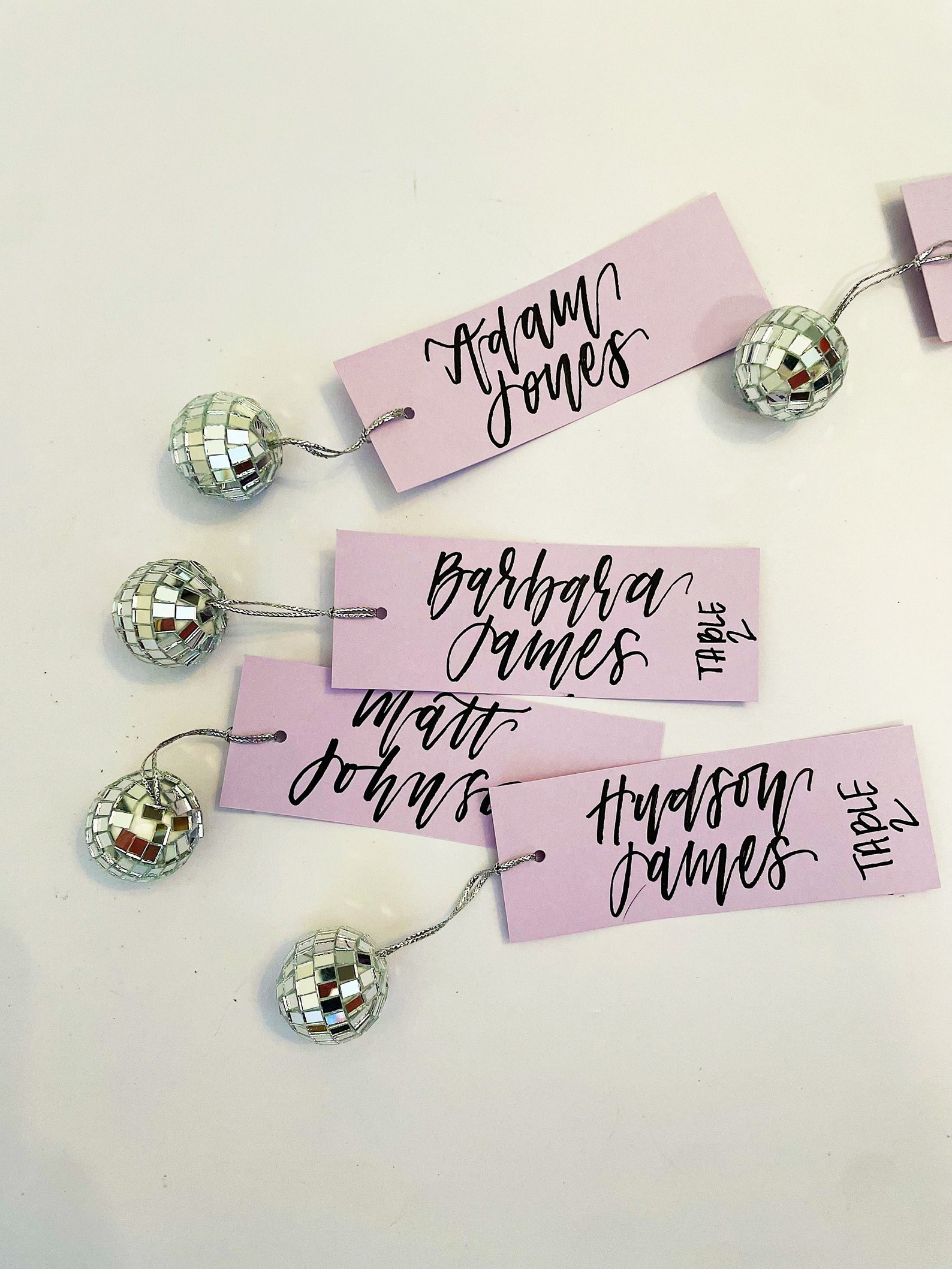 Purple Disco Ball Place Cards, Disco Name Cards Wedding, Bachelorette ...