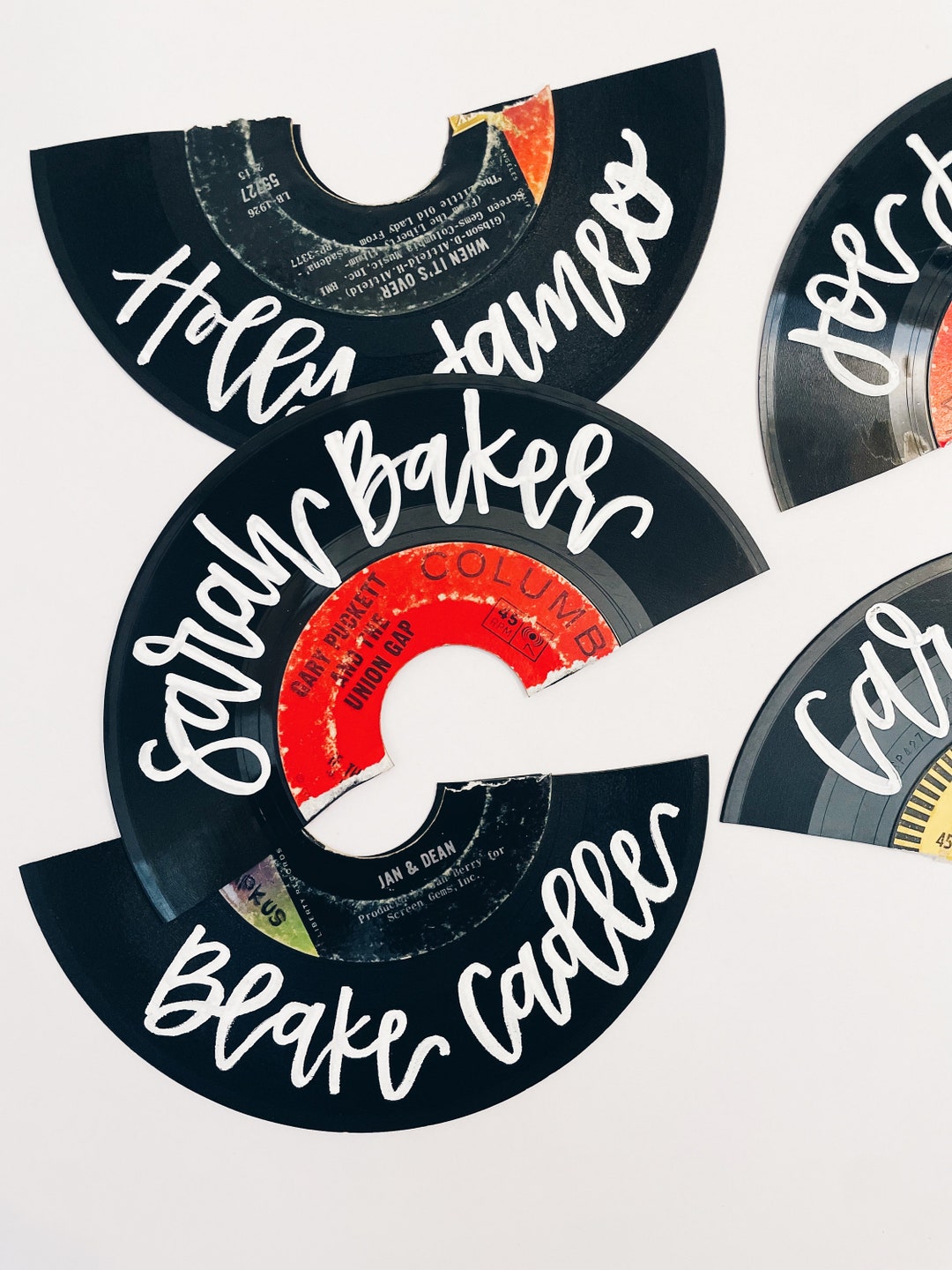 Broken Record Custom Name Place Cards, Vintage Record Pieces Unique ...