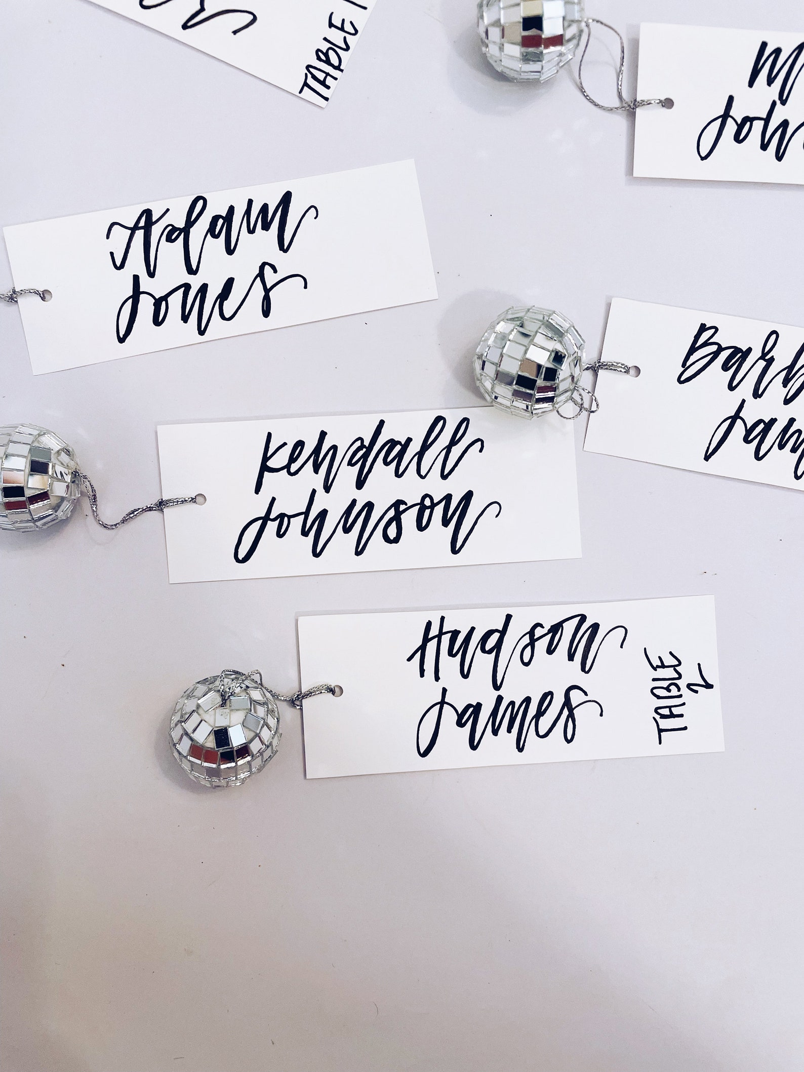 Disco Ball Wedding Place Cards, Custom Calligraphy Name Tags - Etsy
