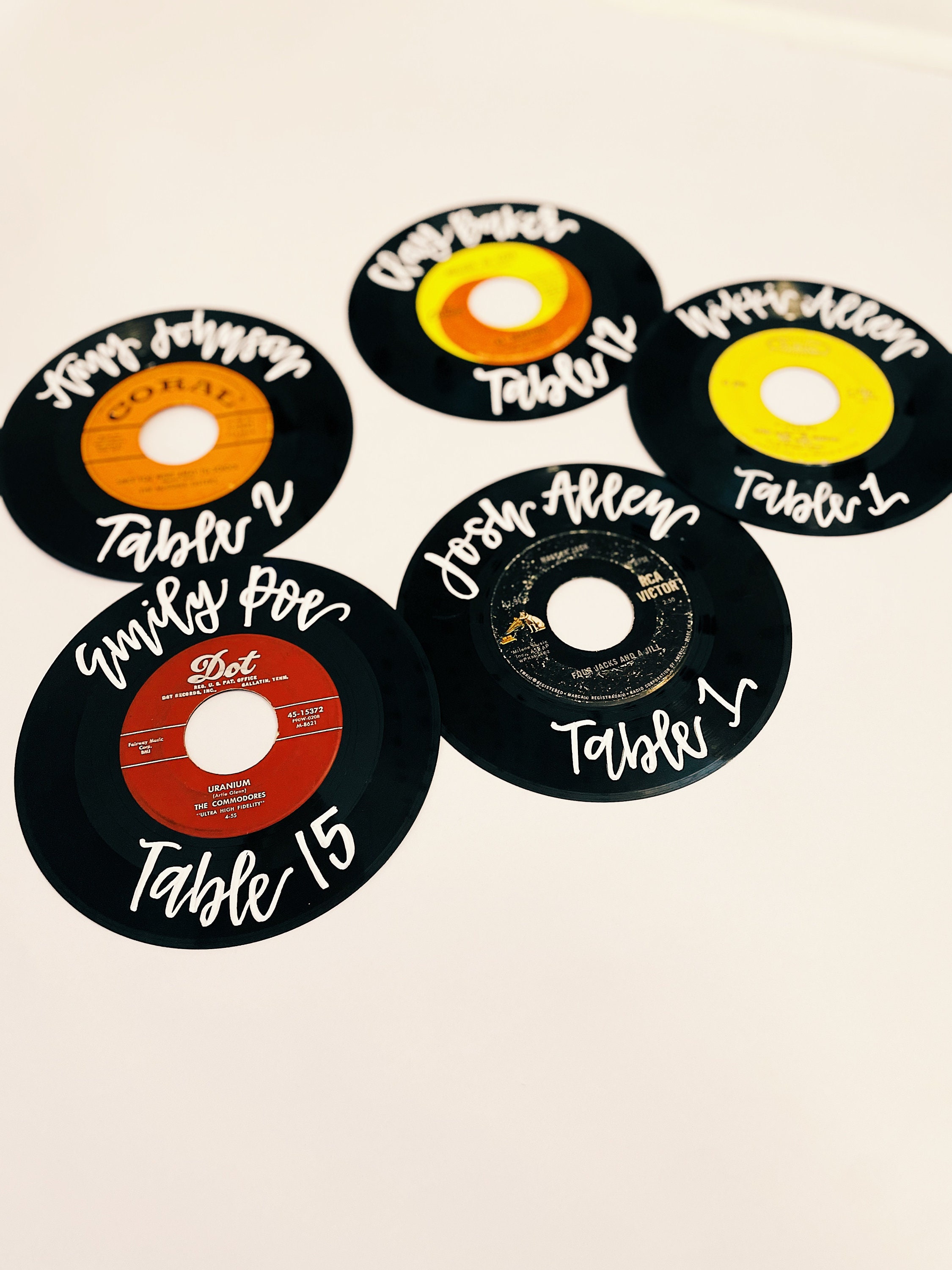 Custom Record Table Place Cards, Vinyl Record Escort Cards, Alternative ...