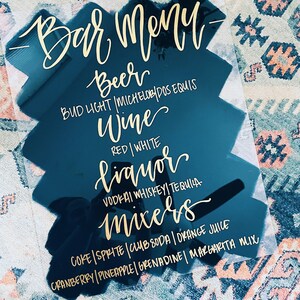 Calligraphy Bar Sign, Bar Sign, Wedding Bar Sign, Acrylic Wedding Sign ...