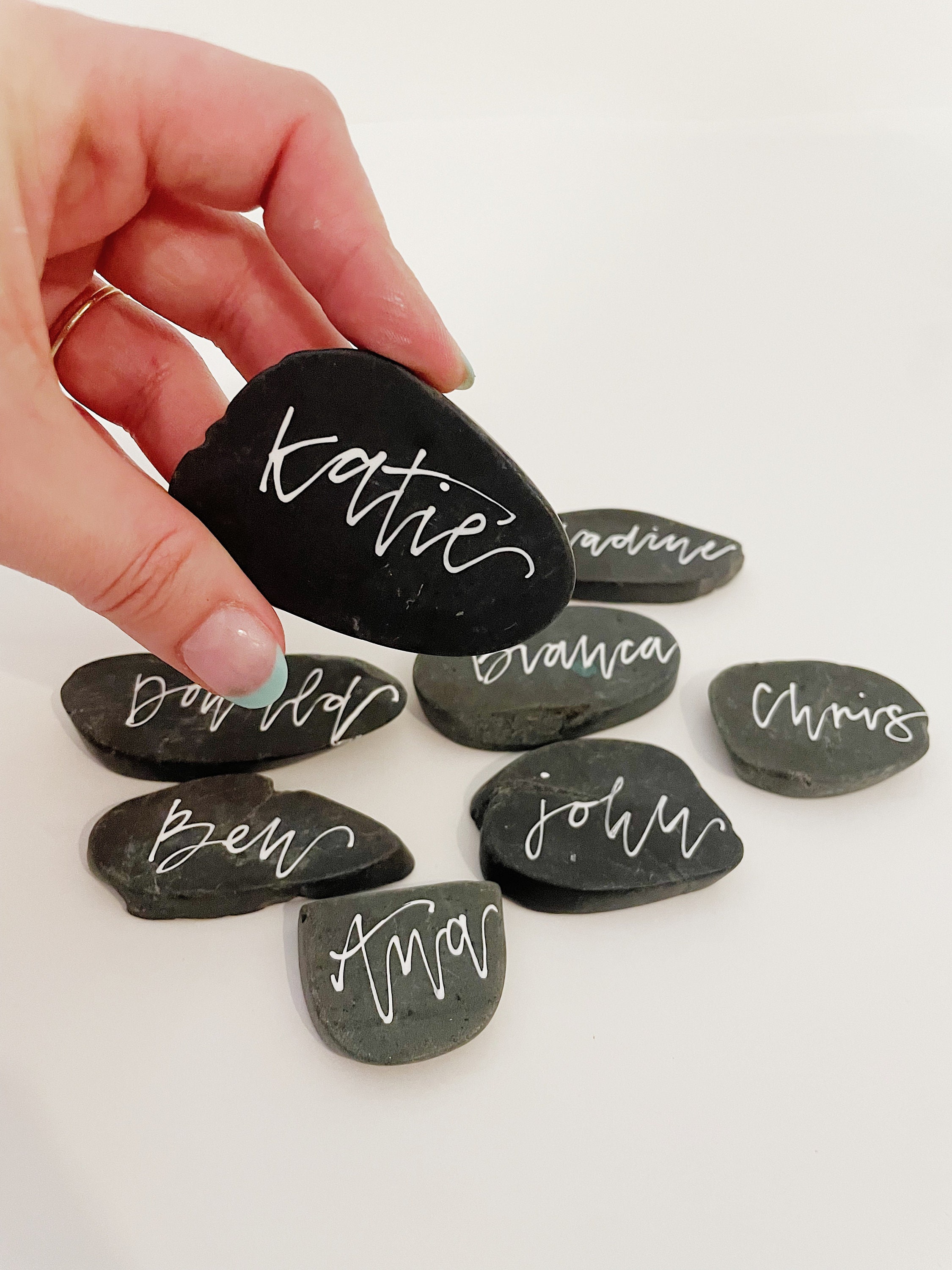 Hand Lettered Minimalist Name Place Stones Name Cards - Etsy