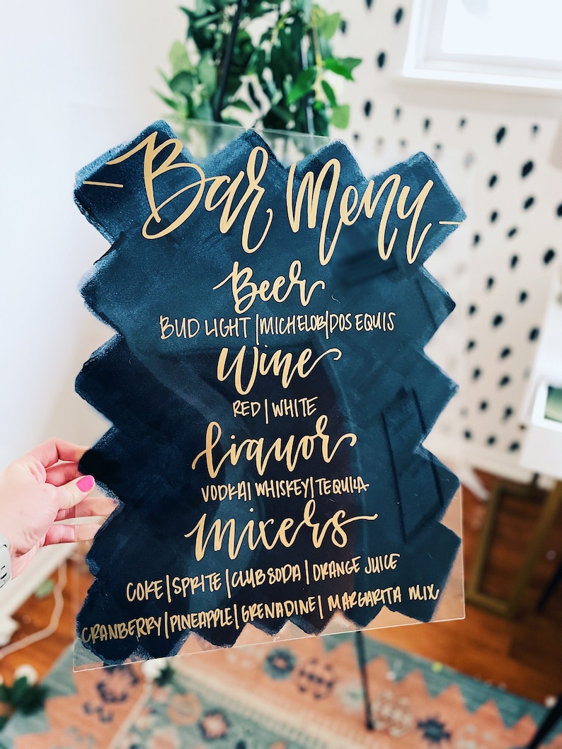 Calligraphy Bar Sign, Bar Sign, Wedding Bar Sign, Acrylic Wedding Sign ...