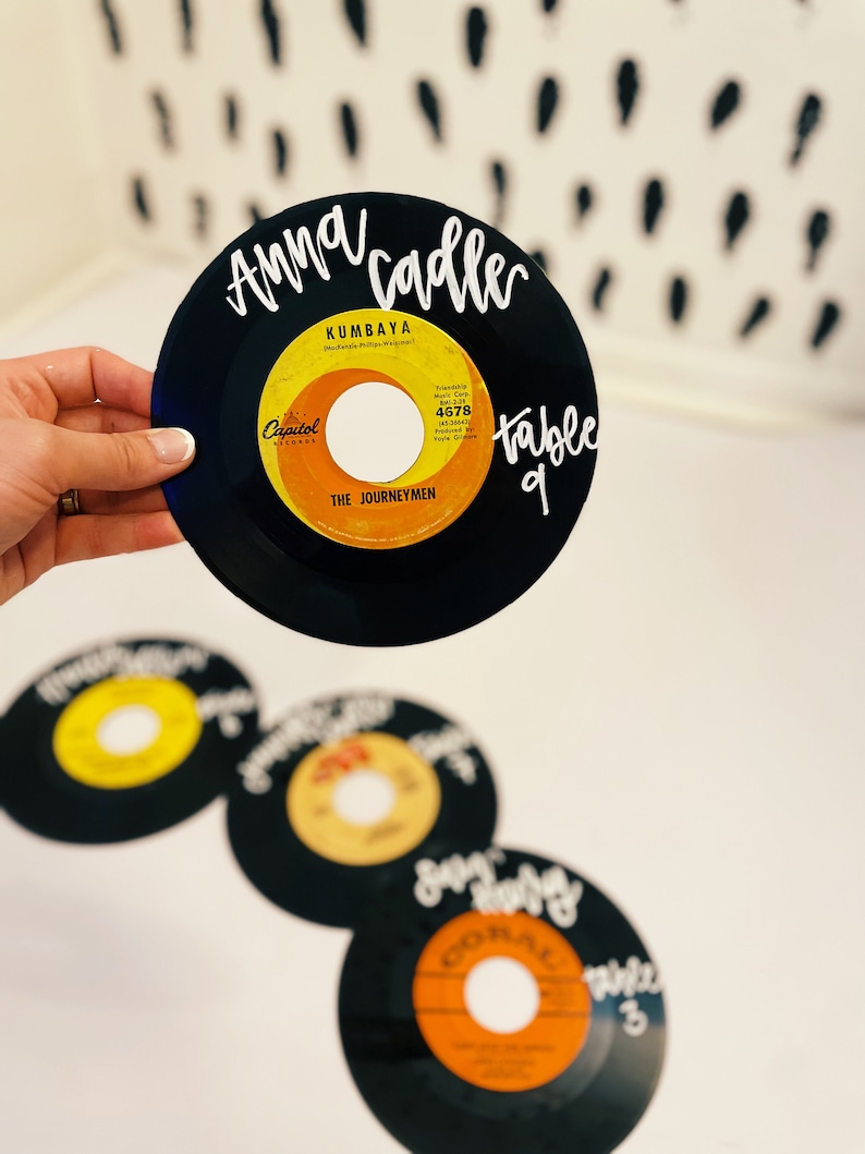 Personalized Vinyl Record Wedding Table Seating Cards, Handwritten ...