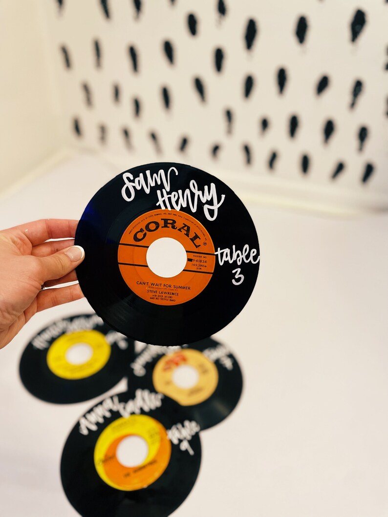 Personalized Vinyl Record Wedding Table Seating Cards, Handwritten ...