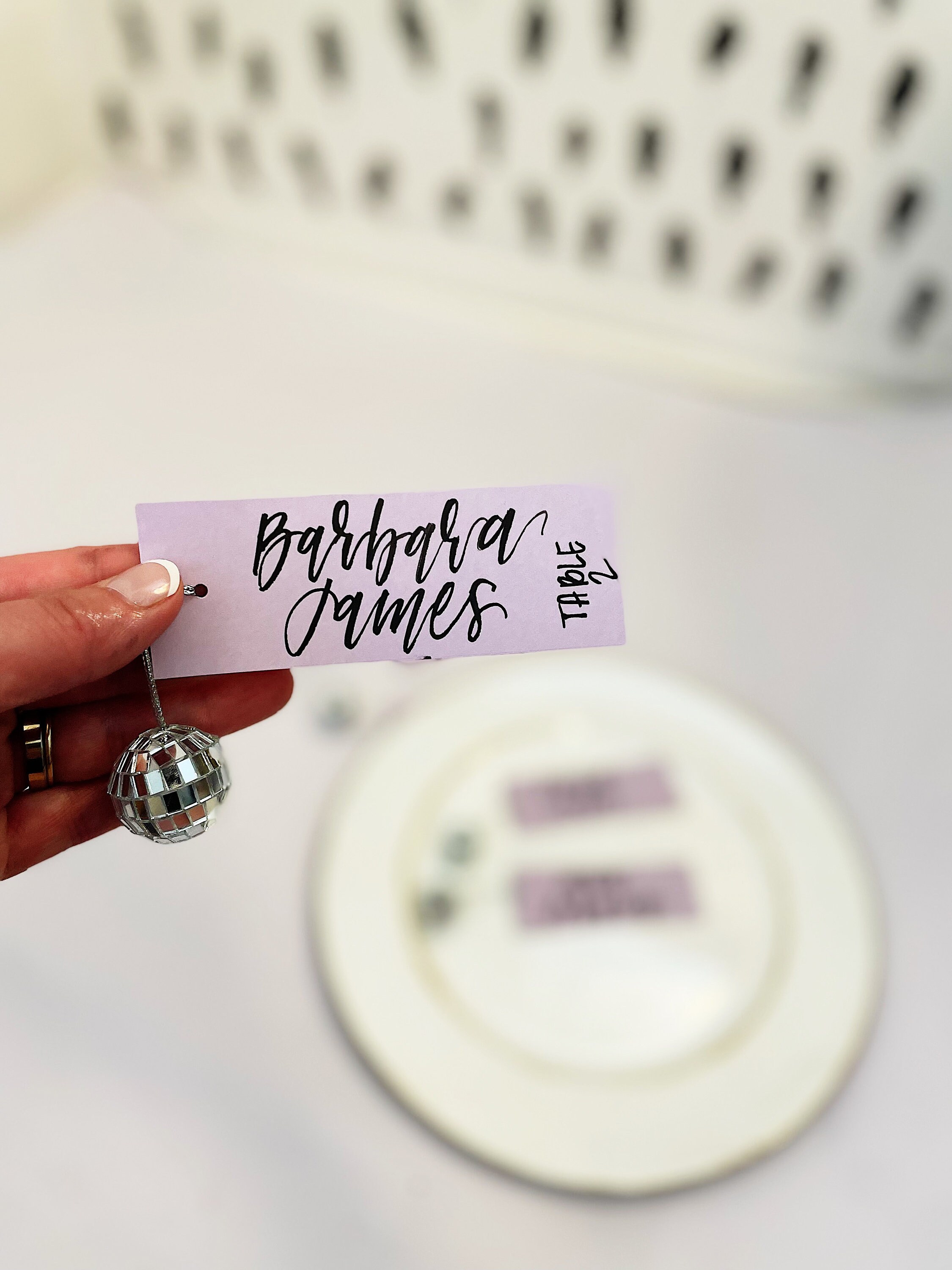 Purple Disco Ball Place Cards, Disco Name Cards Wedding, Bachelorette ...