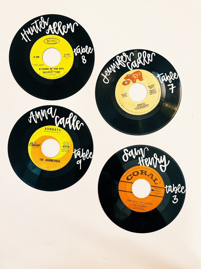 Personalized Vinyl Record Wedding Table Seating Cards, Handwritten ...