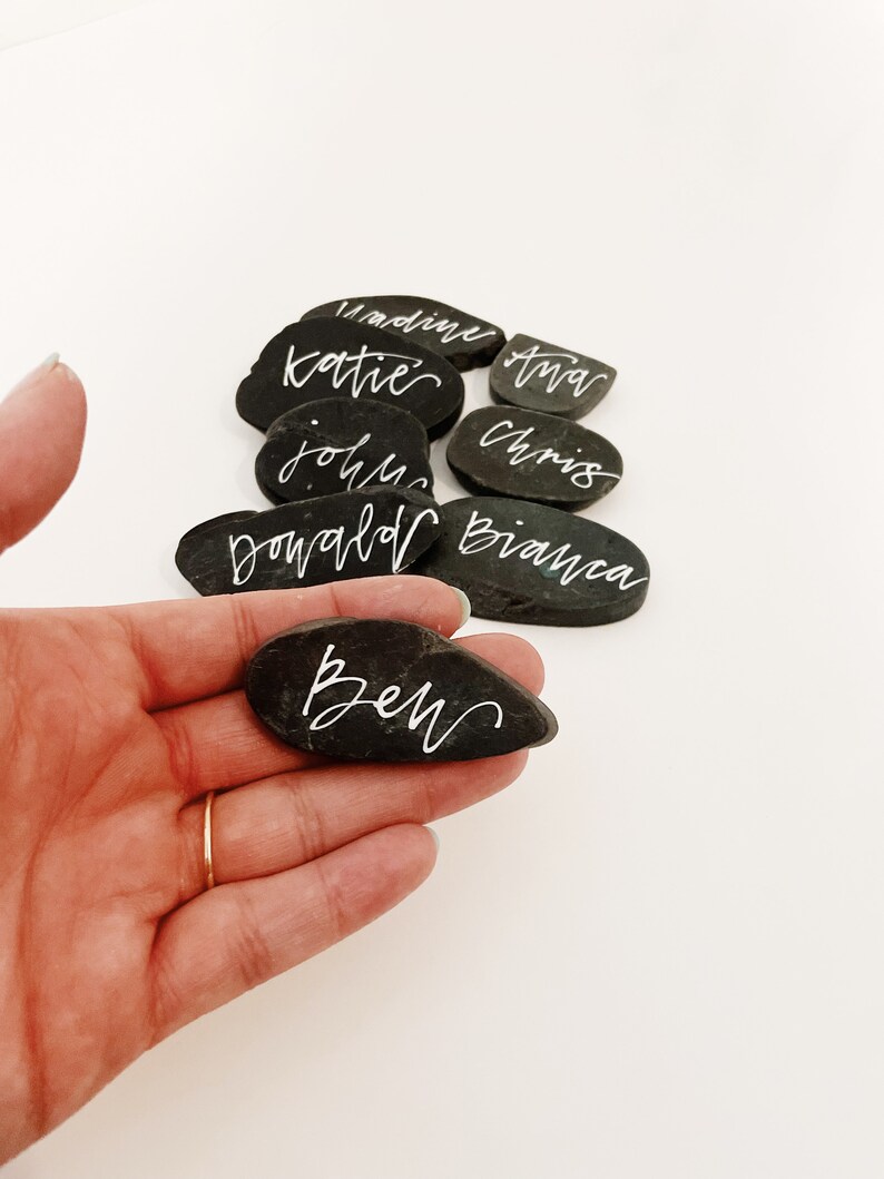 Hand Lettered Minimalist Name Place Stones Name Cards - Etsy