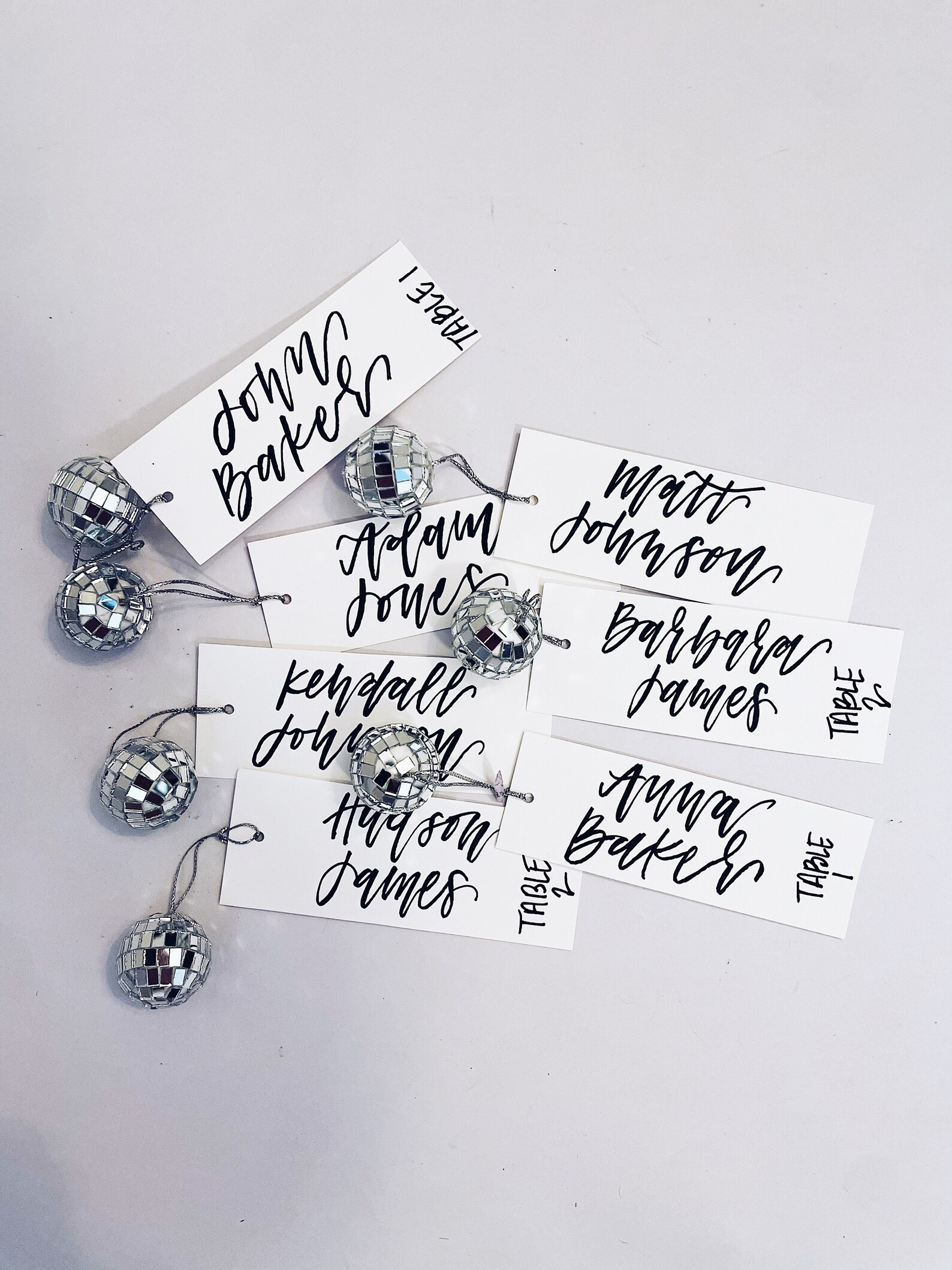 Disco Ball Wedding Place Cards, Custom Calligraphy Name Tags - Etsy