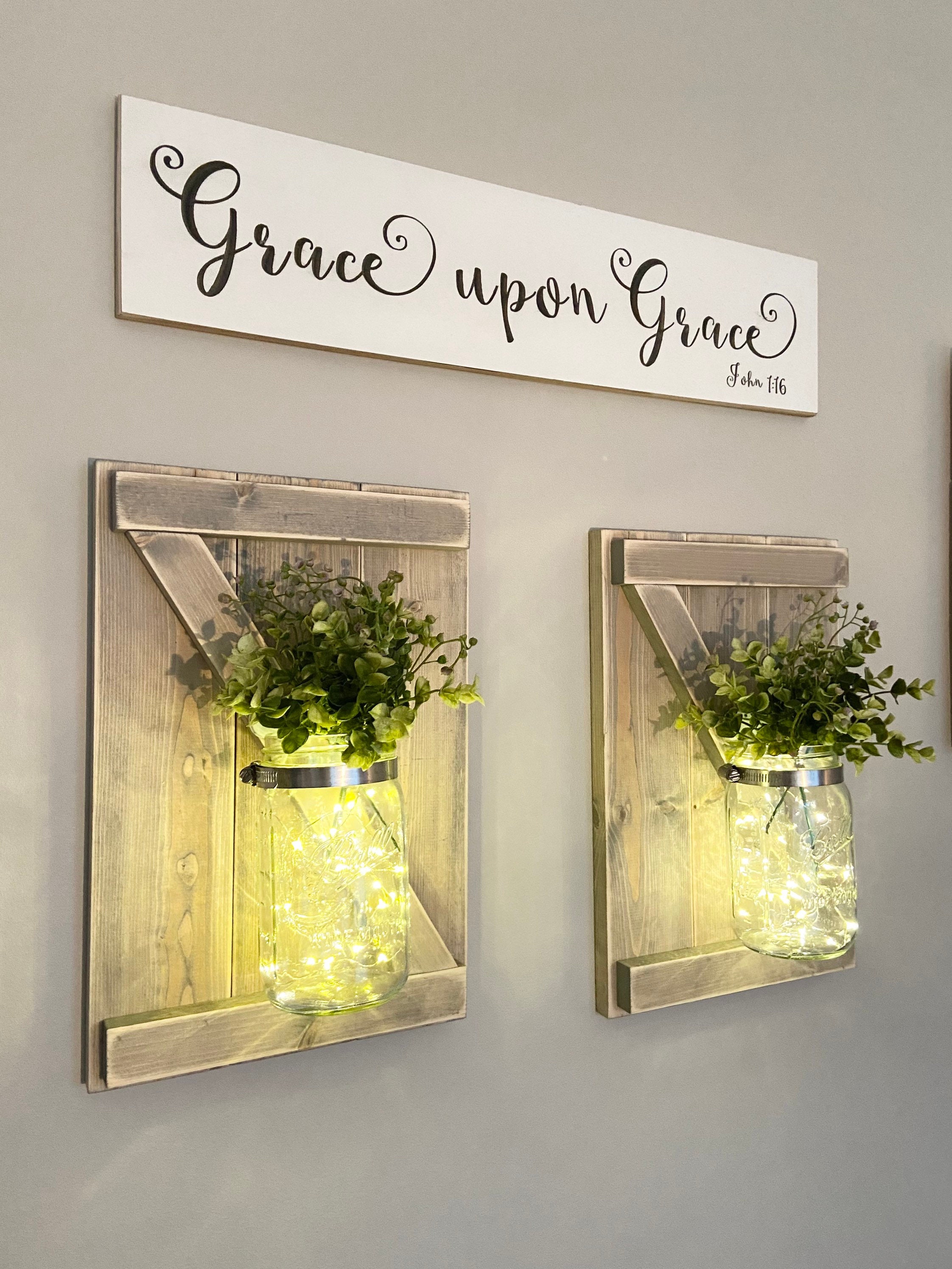 Pair of Sconces Fall decor Rustic home decor Rustic Wall | Etsy