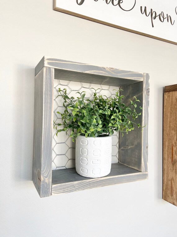 Box Chicken Wire shelf Farmhouse wall decor Rustic Home | Etsy
