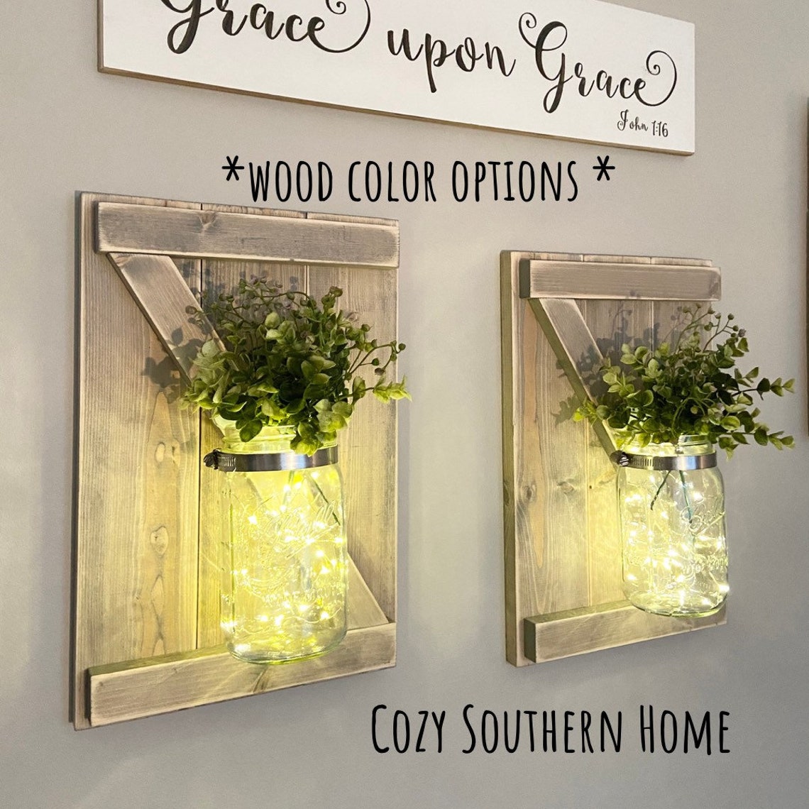 Pair of Sconces Fall decor Rustic home decor Rustic Wall | Etsy