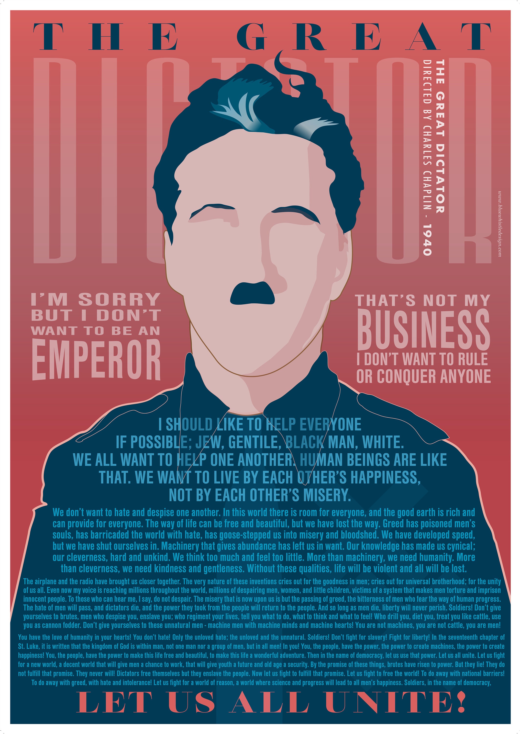 The Great Dictator, Speech, Charlie Chaplin, A3 Art Poster Print, NEW ...