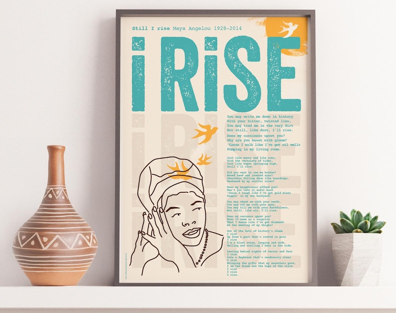 Maya Angelou Still I Rise Print | Inspirational Poetry A3 Poster - Etsy 日本