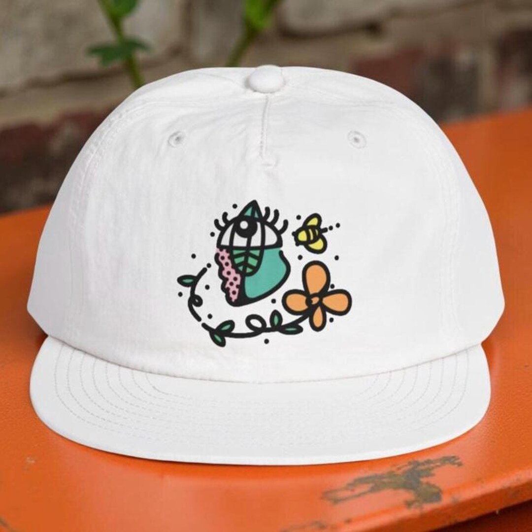 Colorful Surreal Floral Eye Bee Nylon Surf Cap, Modern Abstract Line ...