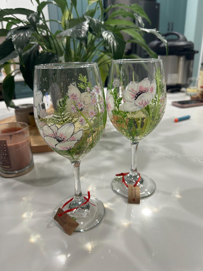 Hand-painted Wine Glasses, Personalized Wine Glasses, Hand-painted ...