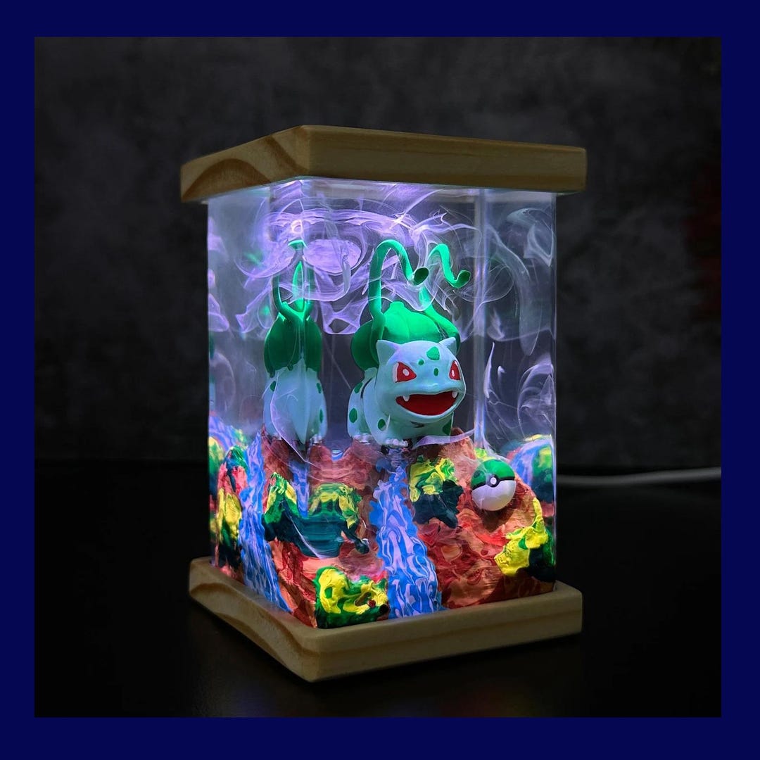 BULBASAUR Pokemon Resin Diorama Lamp, Custom Diorama Kit, Pokemon Gifts ...
