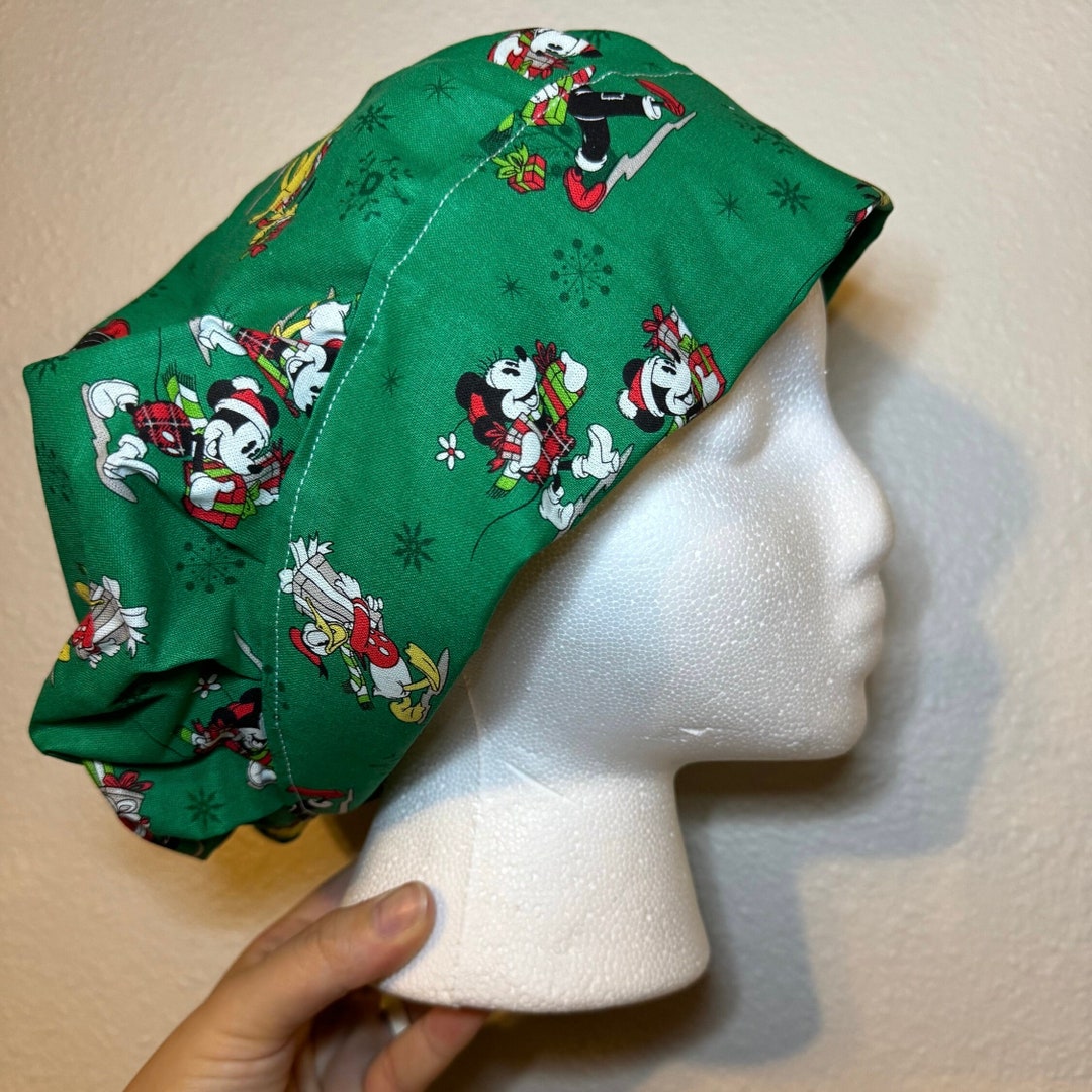 Disney Christmas BOUFFANT SCRUB CAP for Nurses Disney Christmas ...