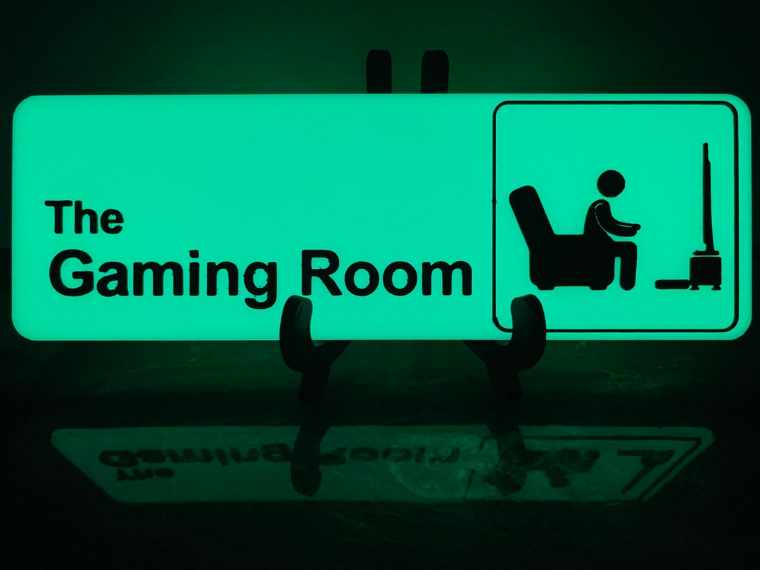 The Gaming Room Sign GLOW IN the DARK Gamer Plaque - Etsy