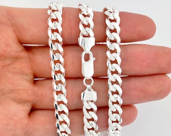 Authentic 925 STERLING SILVER Miami Cuban Link Chain for Everyone 7mm ...