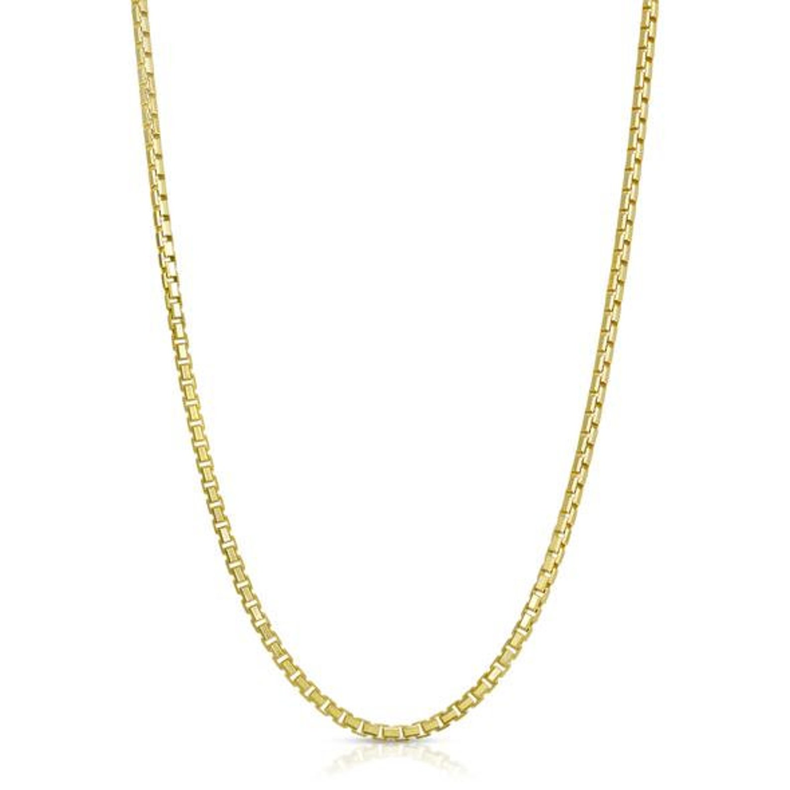 14k Yellow Gold Box Chain Necklace 16"-30" Inches 1MM-2.5MM - Etsy