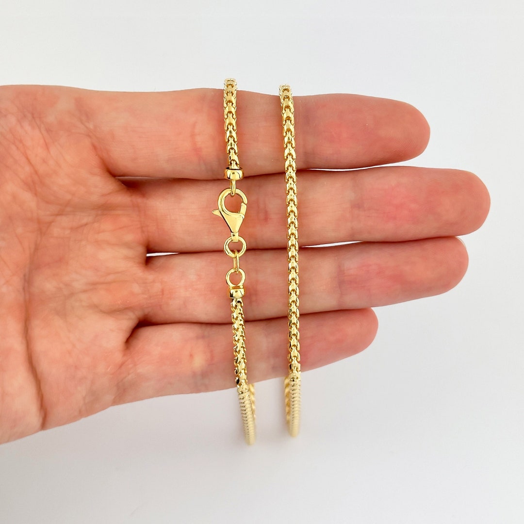 2.5mm Franco Solid 14k Gold Diamond Cut Franco Chain Necklace Real ...