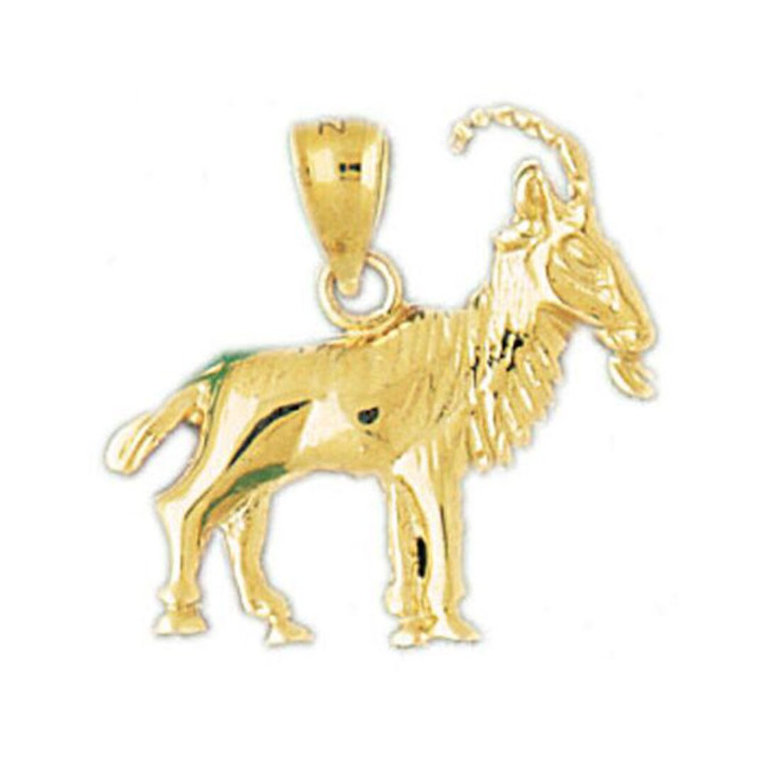 14k Gold Goat Pendant Charm Yellow Gold Animal Charm - Etsy