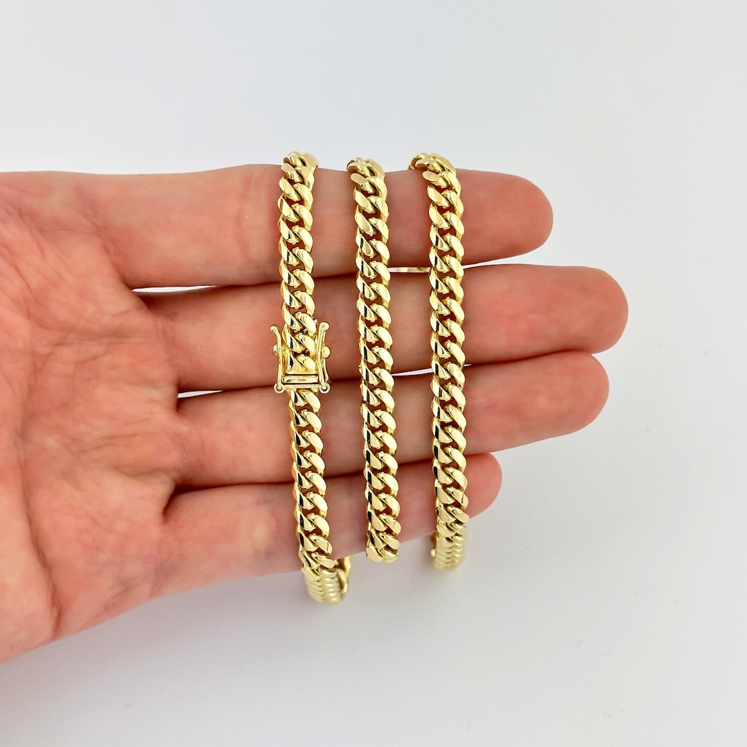 5mm Solid 14k Gold Miami Cuban Link Chain Necklace Real Italian Gold - Etsy