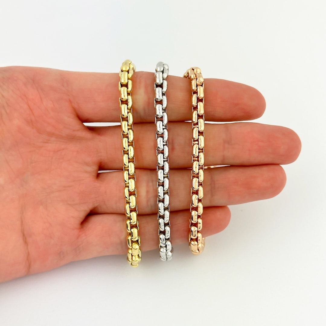 Solid Round Box Necklace Solid 14k Yellow Gold Box Italy Chain Solid ...