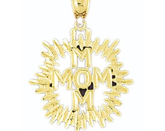 14k Gold I Love You Mom Pendant Birthday Gift Mothers Day Gift - Etsy