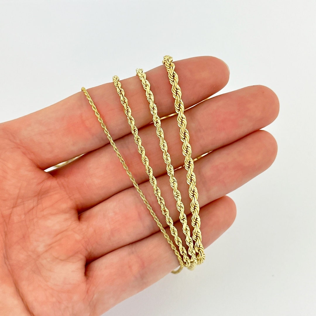 Solid 14k Gold Rope Chain Necklace Real Gold Diamond Cut Heavy Solid ...