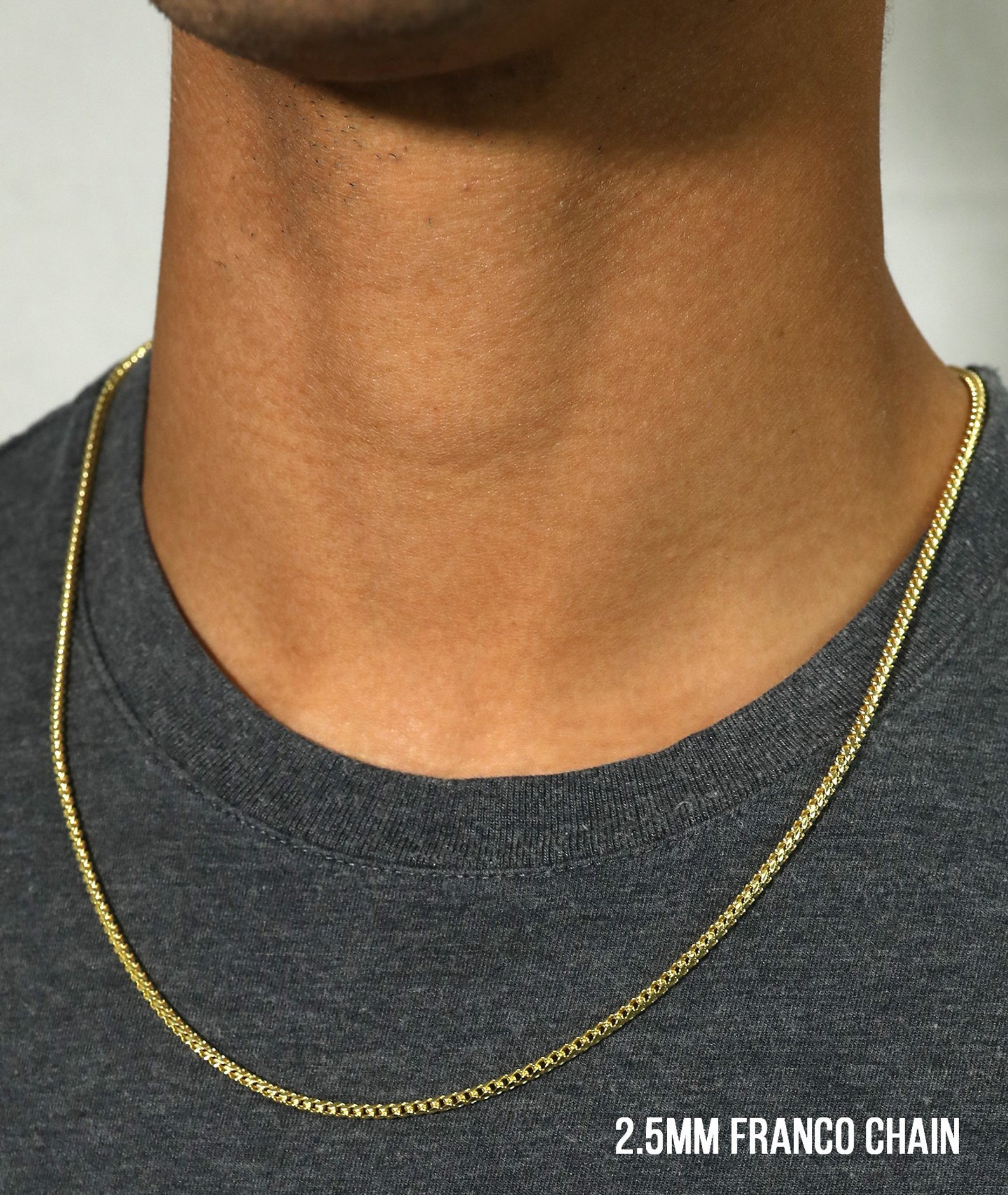 Solid 14k Yellow Gold Italian Franco Chain Diamond Cut Necklace Italian ...