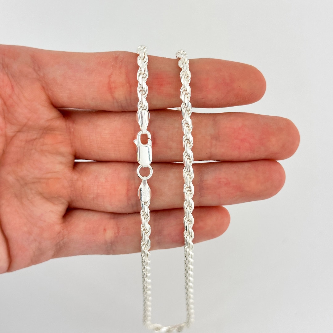 3mm 925 Silver Rope Chain Necklace Sterling Silver Italy - Etsy