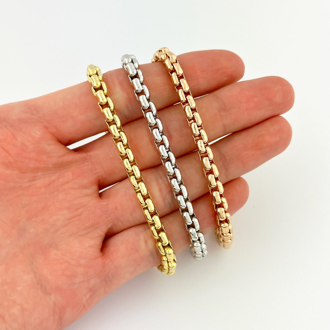 5mm Round Box Necklace Solid 14k Gold Box Italy Chain Solid Links - Etsy