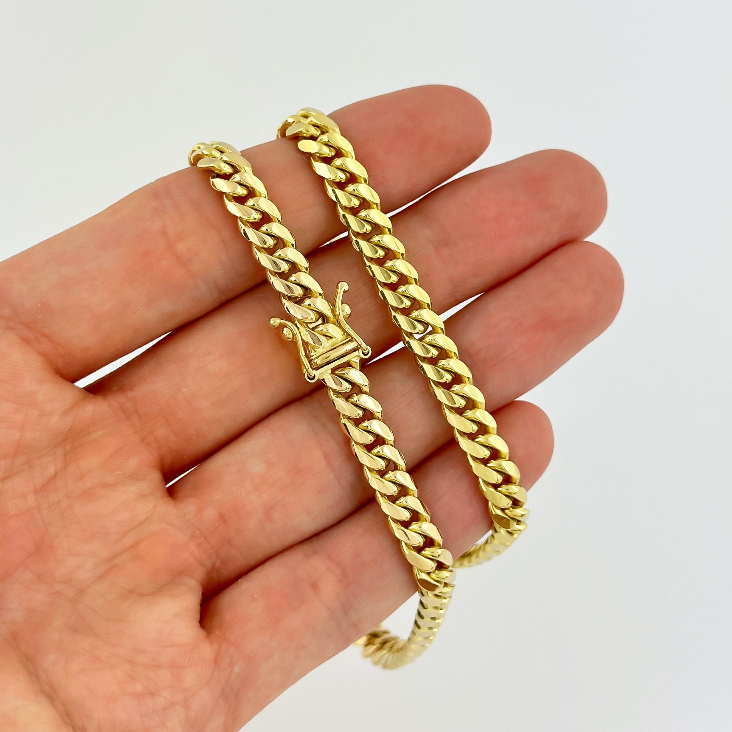 6mm Solid 14k Gold Miami Cuban Link Chain Necklace Real Italian Gold