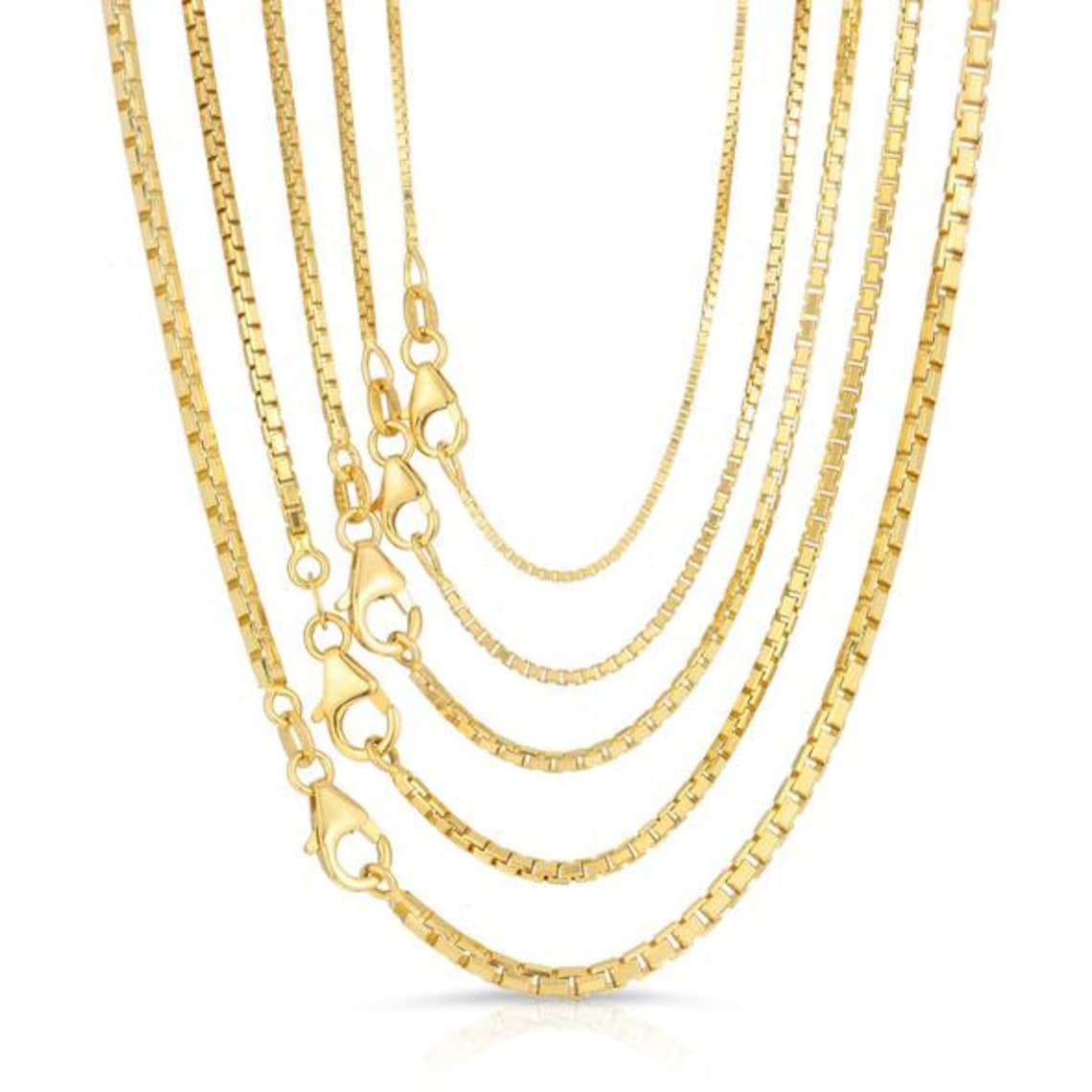 14k Yellow Gold Box Chain Necklace 1630 Inches - Etsy