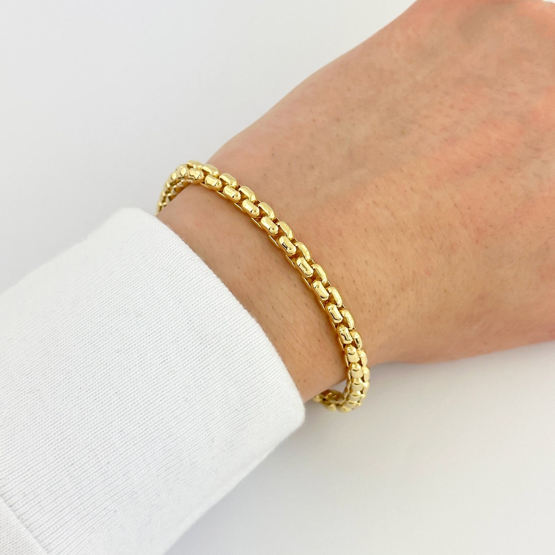 5mm Round Box Bracelet Solid 14k Yellow Gold Box Bracelet Solid Links ...