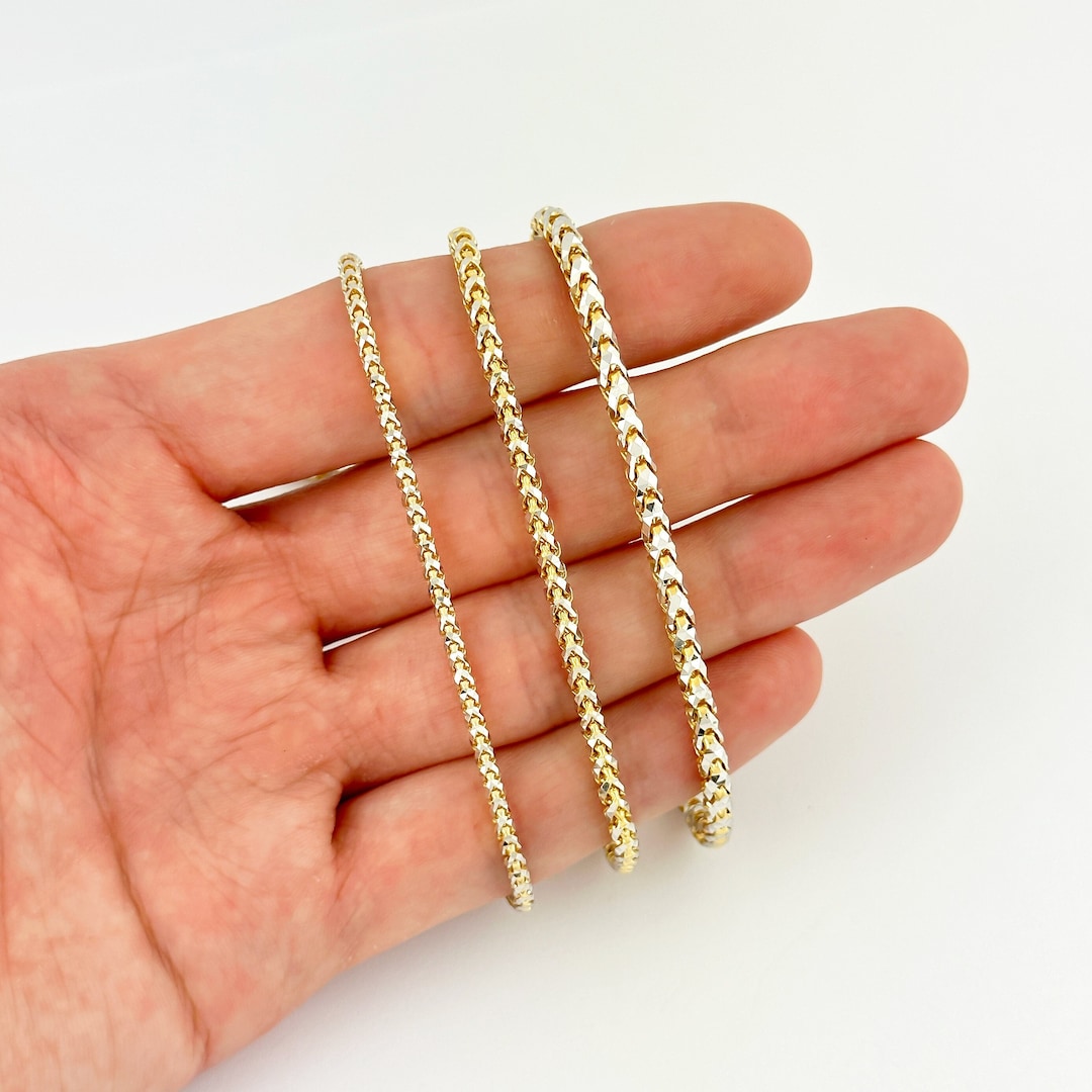Prism Cut Franco Solid 14k Gold Franco Chain 14k Two Tone Prism Gold ...