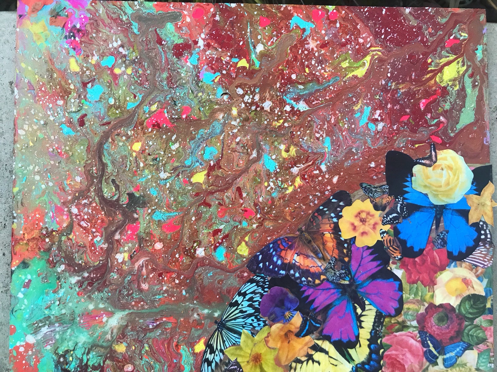 Colorful Butterfly Acrylic Splatter/Pour Painting | Etsy