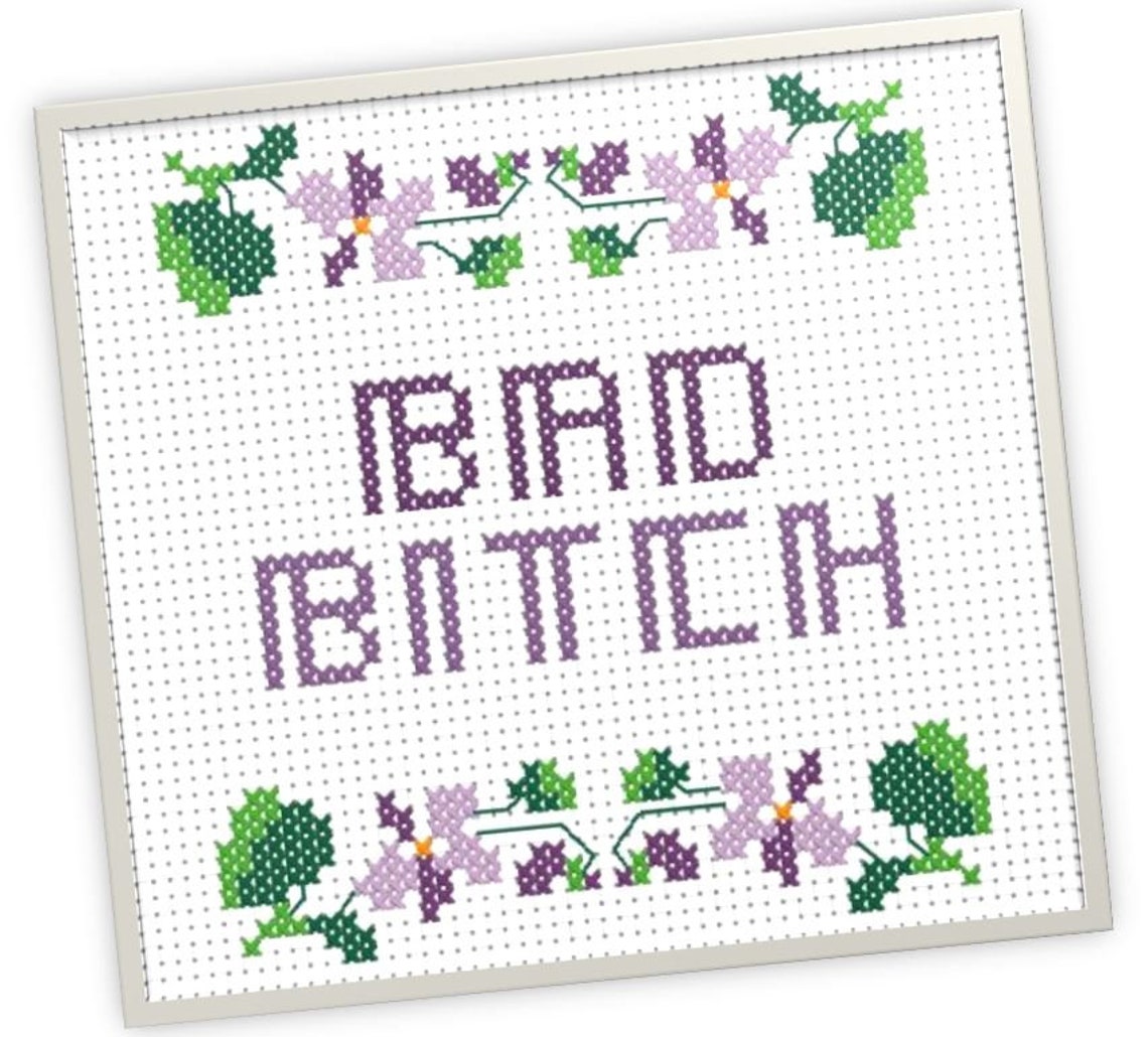 Bad Bitch Floral Cross Stitch Pattern Instant Digital Download PDF - Etsy