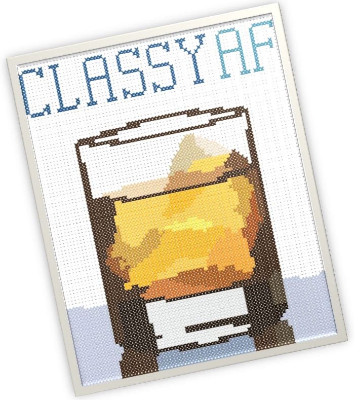 Classy A.F. Scotch Glass Cross Stitch Pattern - Instant Digital ...