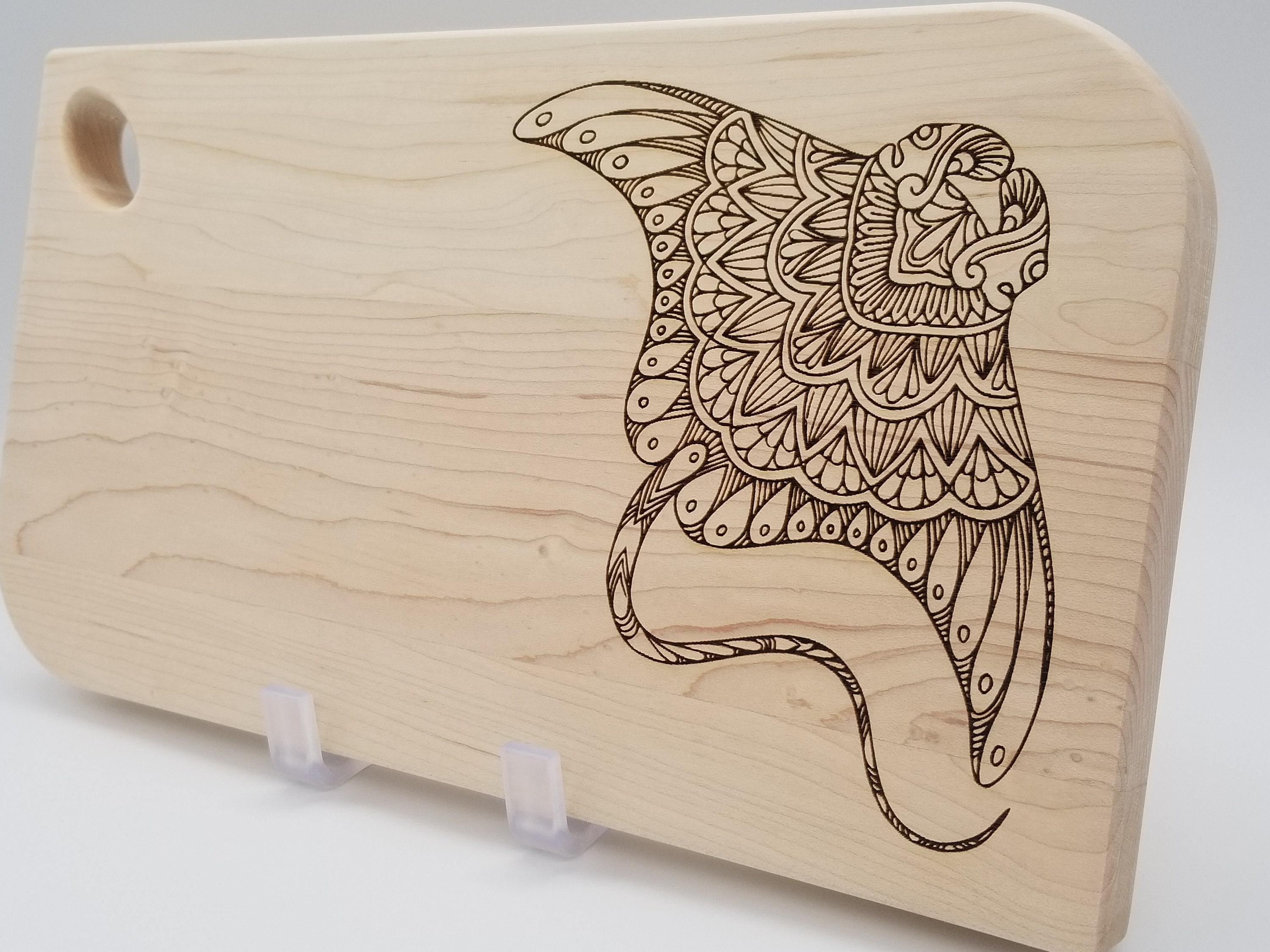 Manta Ray Whimsical Mandala Zentangle Charcuterie Cutting Board ...