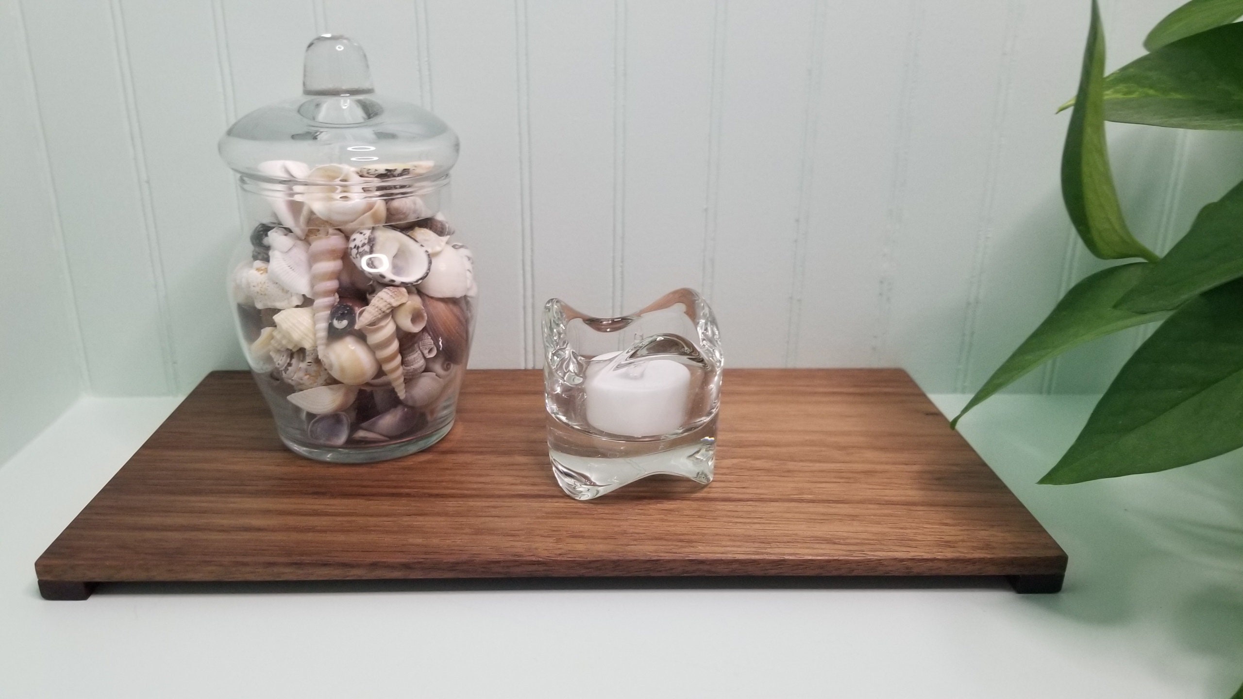 Walnut Raised Tray Art Stand Wood Riser Minimalist Design Hardwood 5 ...