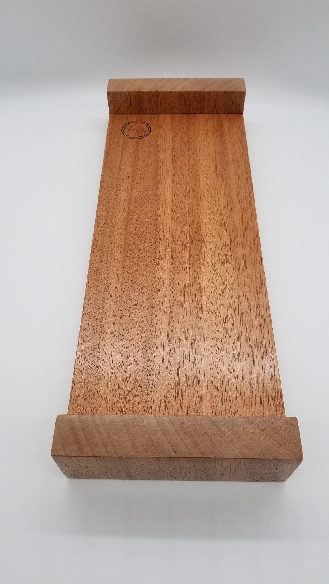 Sapele Hardwood Waterfall Raised Tray Art Stand Wood Riser Minimalist ...