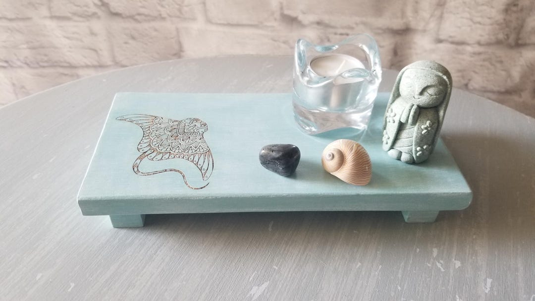 Manta Ray Yoga Meditation Prayer Altar Small Table Candle Holder Raised ...