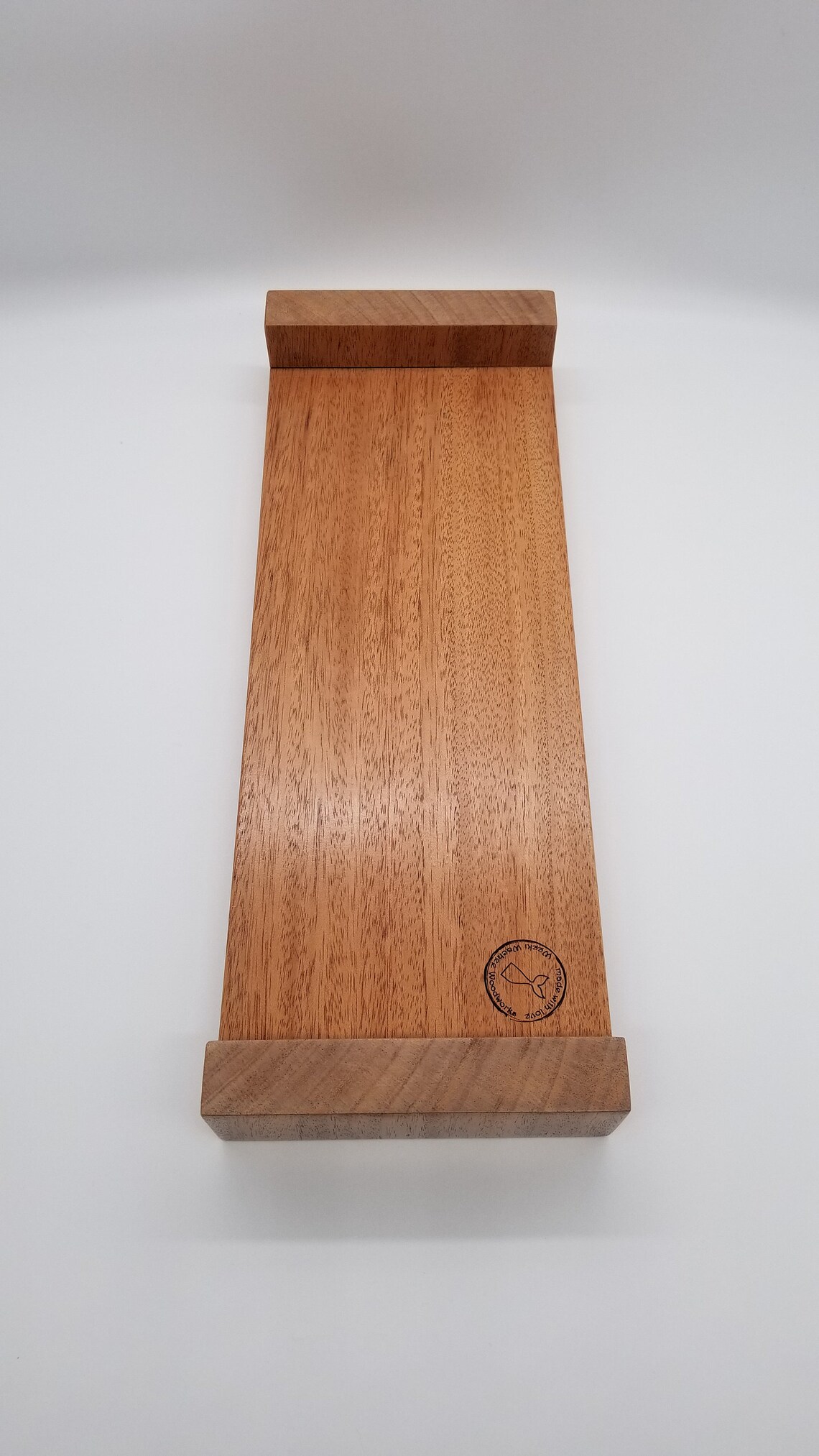 Sapele Hardwood Waterfall Raised Tray Art Stand Wood Riser Minimalist ...