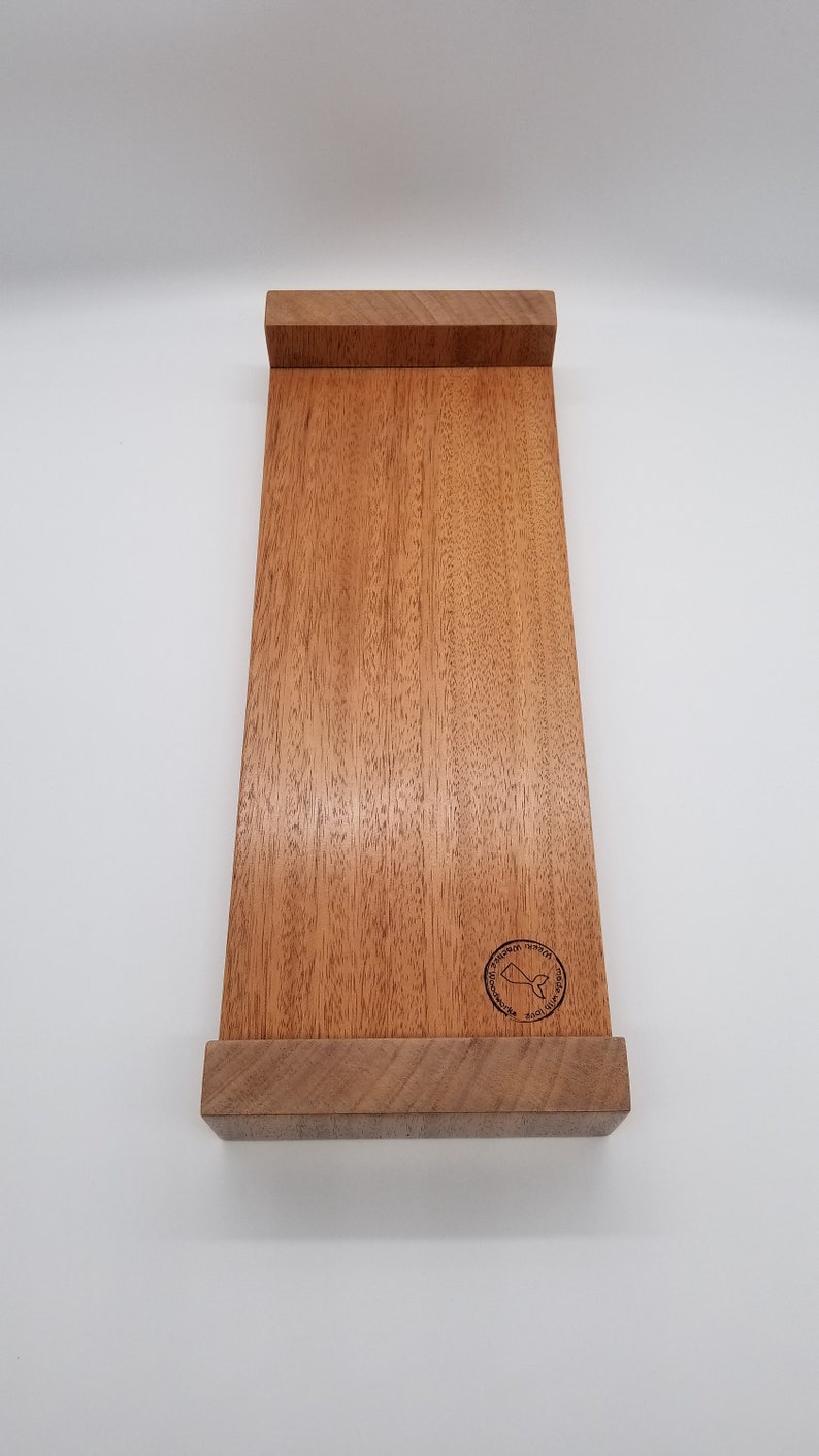 Sapele Hardwood Waterfall Raised Tray Art Stand Wood Riser Minimalist ...