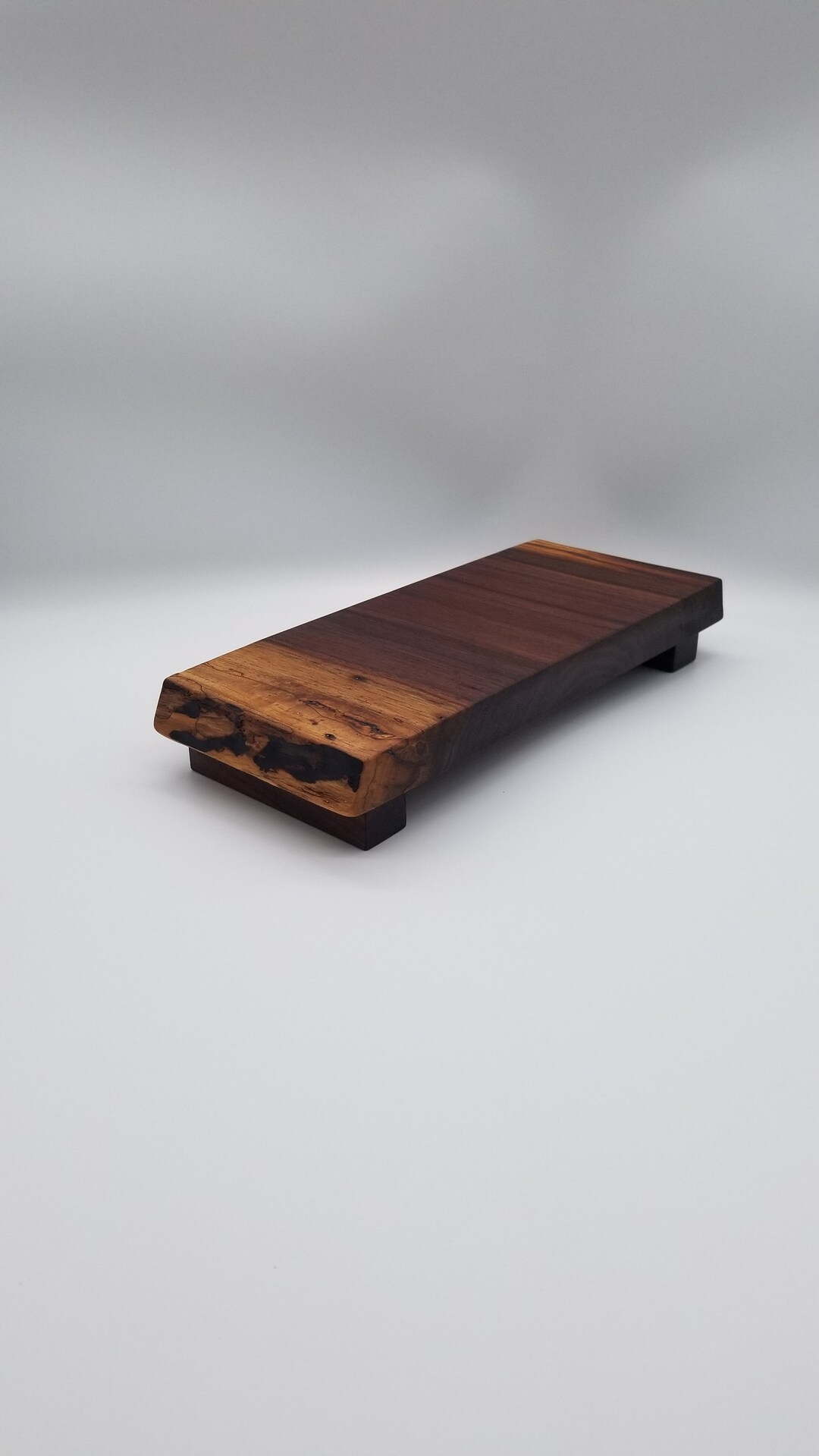 Walnut Live Edge Raised Tray Art Stand Wood Riser Minimalist Design ...